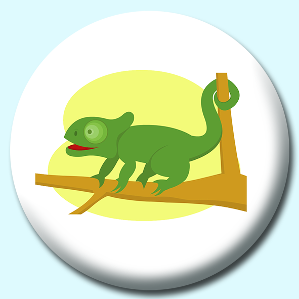 58mm Green Chameleon Reptile Button Badge