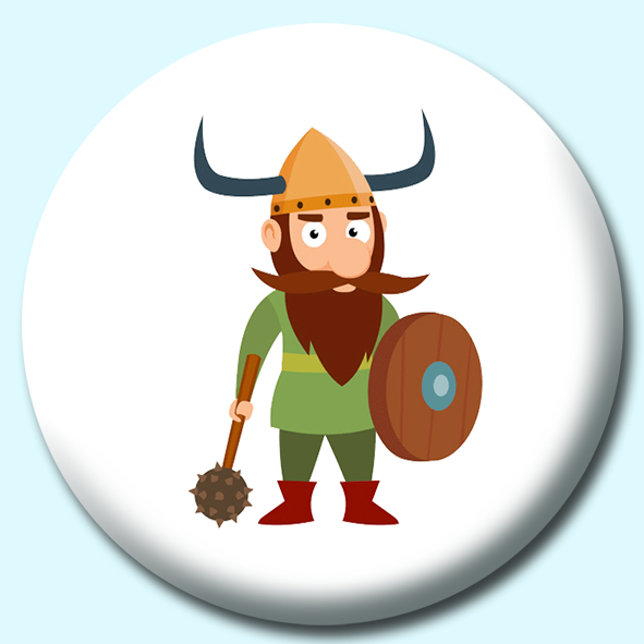 25mm Viking Warrior With Hammer And Shield Vikings Button Badge