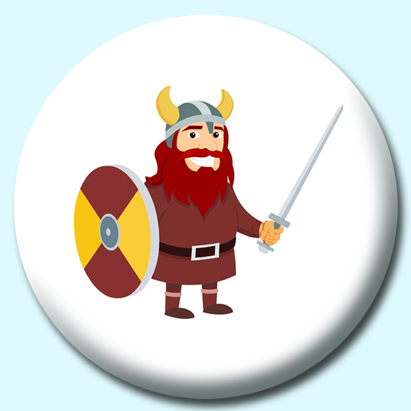75mm Viking Warrior With Shield And Sword Vikings Button Badge – BadgeBoy